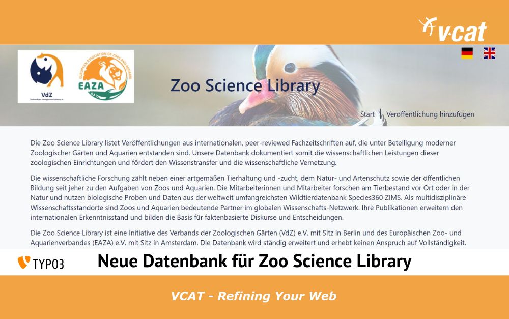 Neue TYPO3-Datenbank - VCAT unterstützt Forschung